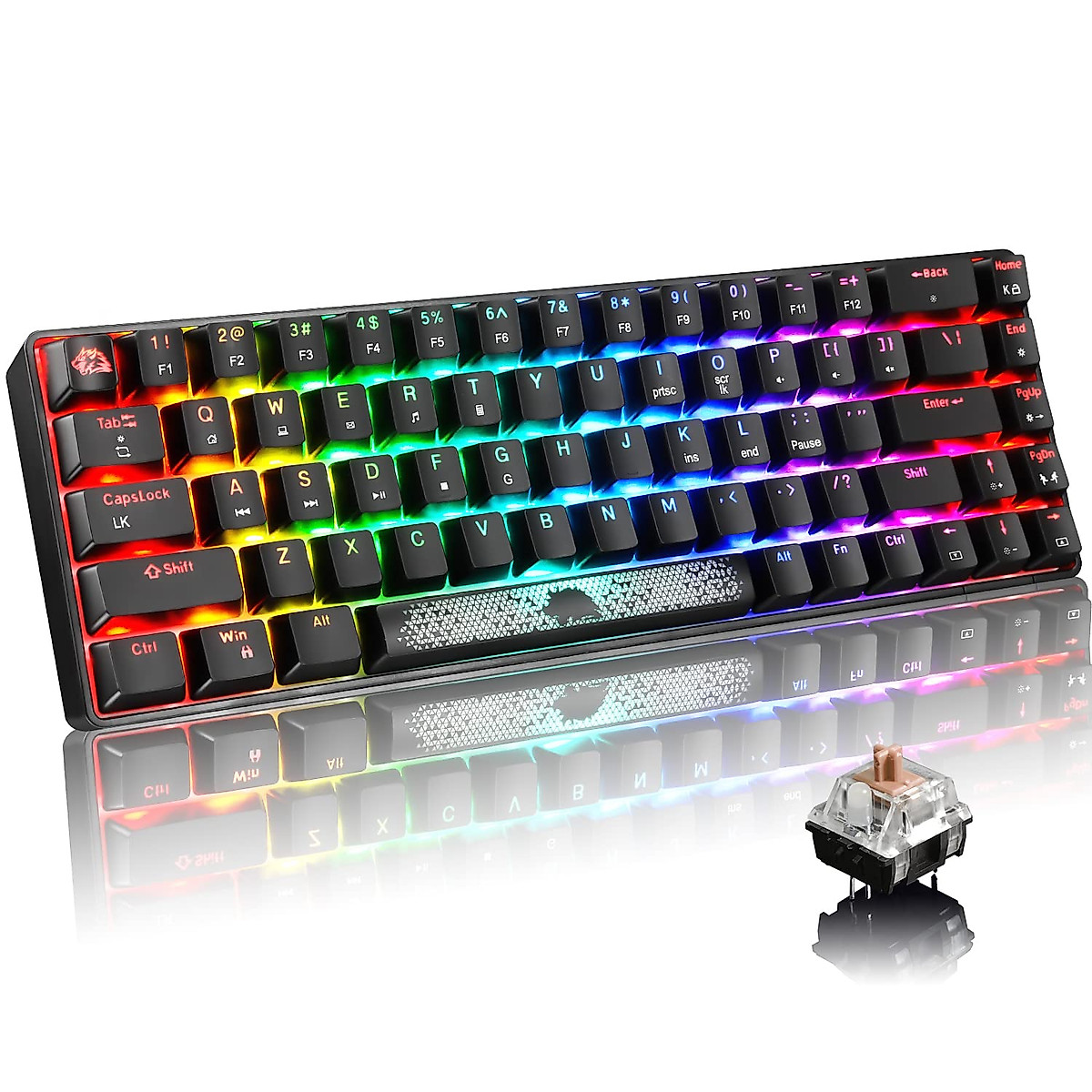 SELORSS T8 Pro 60% Wired Mechanical Gaming Keyboard,18 Chroma RGB Backlight,Compact 68 Full Anti-ghosting Keys,Replaceable USB C Cable&DIY keycaps,Tactile Switch for Gamer/Typist/PC/Win/Mac(Blue)
