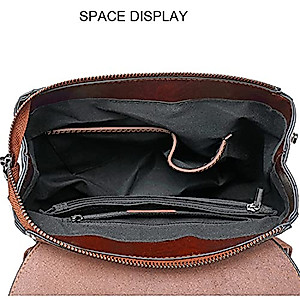 Iswee Vintage Waxy Leather Ladies Backpack Purses for Women Backpack Style Anti-theft Casual Daypack Shoulder Bag Fashion Bag (Black)