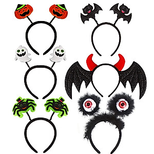 FOIMAS 6pcs Halloween Headbands,Pumpkin Spider Bat Ghost Headband for Kids Girls Boys Halloween Costume Party Decoration Supply