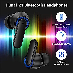 Jiunai Wireless Earbuds for iPhone 14 Pro Max, Bluetooth 5.3 Hi-Fi Bass Headphones wtih Mic USB C Charge Case Noise Reduce Touch Control Headset for iPad iPhone OnePlus Pixel 7 Pro Galaxy S23 S22