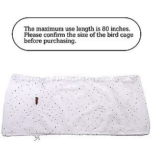Perfitel Universal Birdcage Cover Seed Catcher Parrot Birdcage Nylon Mesh Guard Netting with lace (Not Included Birdcage，1 Piece) (80 x 18 inch, White)…