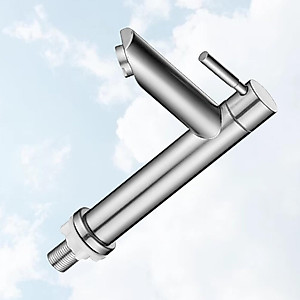 Waterfall Bath Taps Outdoor Sink Single Cold Basin Faucet Stainless Steel Kitchen Faucet Bathroom Metal Faucet (Style 2) Outdoor Spigot Outdoor Spigot Rv Sink