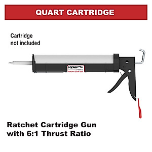 Albion Engineering R6BQ Viper Line Manual Barrel Ratchet Cartridge Caulking Gun, 1 Quart, 6:1 Drive