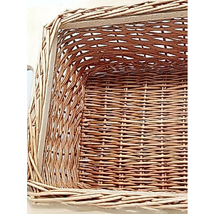 Pull-Out Wicker Basket with Frame Handles for Framed or Frameless 15" or 18" Cabinets w/Beech Frame and Runners (1, Width (11 5/16") for 15" Cabinets) Made in Poland