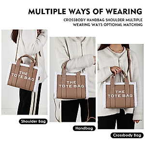 JQAliMOVV The Tote Bags for Women - Personalized Leather Mini Top-Handle Crossbody Handbag for Travel Work Shopping (Khaki)