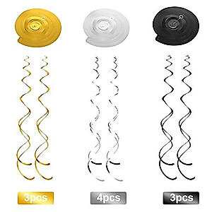30 Pieces 50th Birthday Party Hanging Swirl Decorations, Black Golden Silver Happy 50th Party Cake Glasses Balloons Sign Foil Swirls Ceiling Decorations for Men and Women 50 Years Old