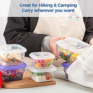 Durbl Collapsible Silicone Food Storage Containers with Silicone Airtight Lids-3 Pack (Violet), Reusable Stacking Lunch Boxes, Kitchen Stacking Container Set for Microwave Freezer Dishwasher Safe…