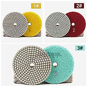 casaverde 4 Inch with 2.5mm Thickness Dry/Wet 3 Step Polishing Pads for Granite Marble Concrete Stone