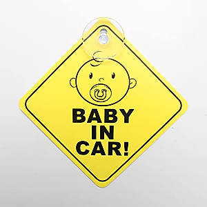 Jenbode Baby in Car Sticker for Cars, Baby On Board Warning Signs with Suction Cups, Durable and Strong Without Residue