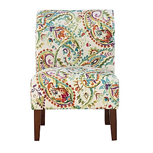 Linon Karen Curved Back Slipper Chair, Dark Walnut