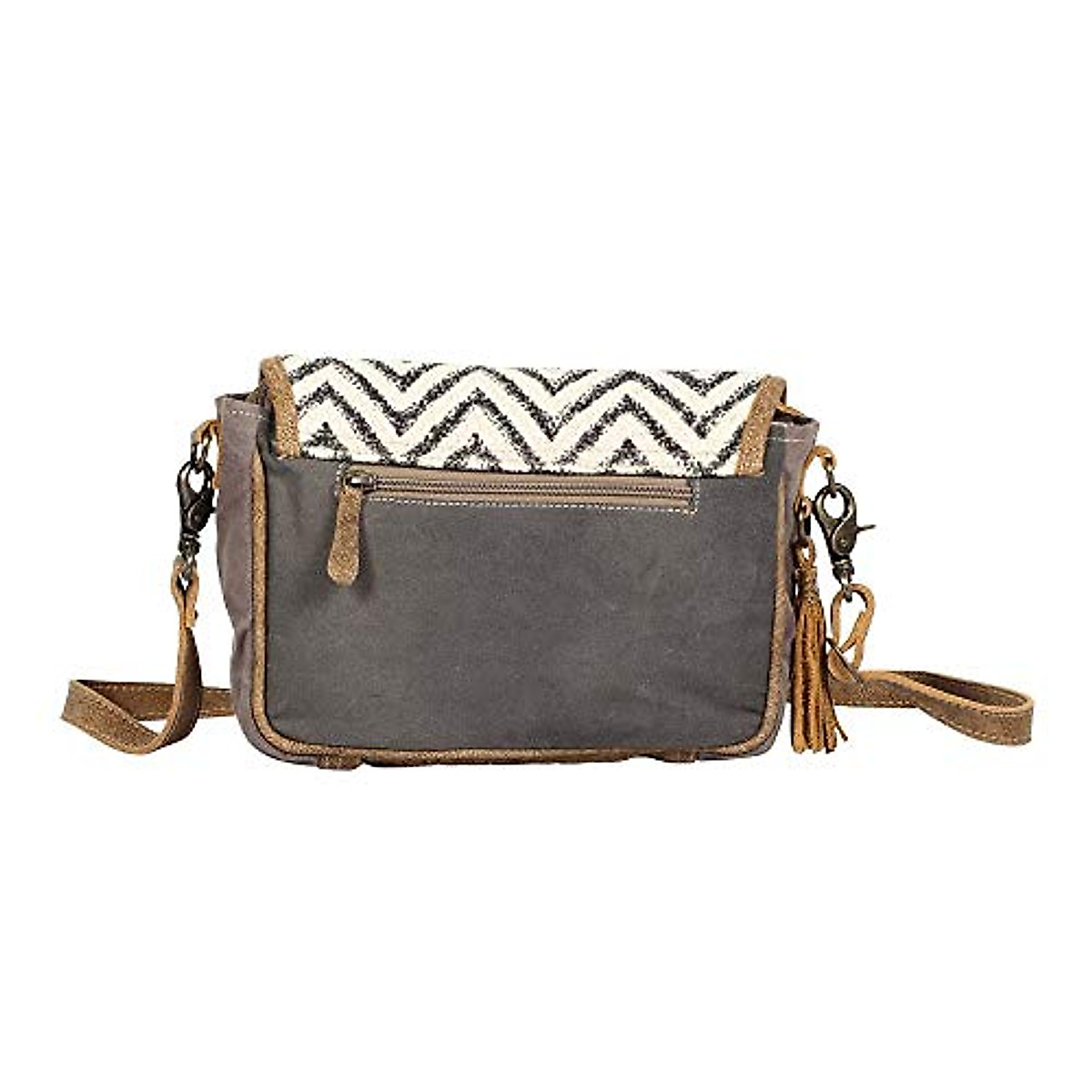 Myra Bag Artistic Upcycled Canvas & Cowhide Shoulder Bag S-1351