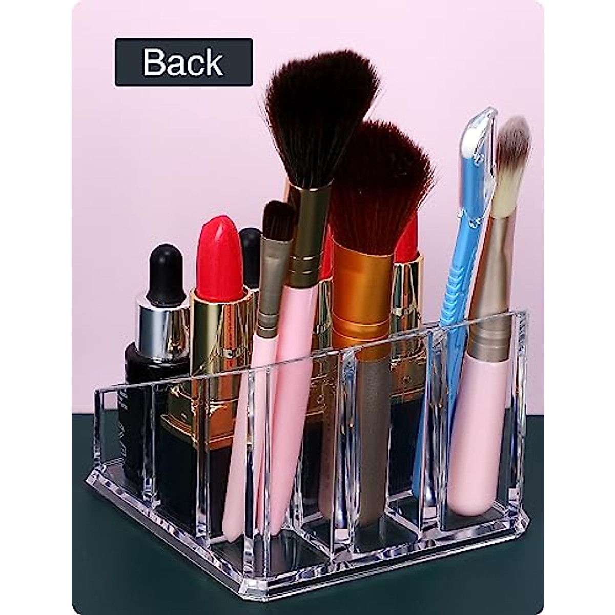 MOSIKER Lipstick Lip Gloss Organizer,Small Clear Acrylic Compact Essential Oil Rollerball Perfume Holder with 9 Slots
