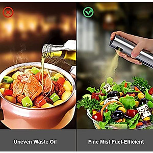 A&J Essentials Oil Sprayer for cooking- 100mL stainless steel, modern, durable, sleek design - Baking, Salad, Grilling, BBQ, Roasting - Oil dispenser is compatible with various cooking oils & juices