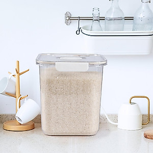 Ggbin 22 LBs Plastic Rice/Cereal/Grain Food Storage Container Bin with Measuring Scoop, Clear