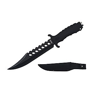 Wartech H-4825 Rubber Handle Hunting Knife, 10.5", Black