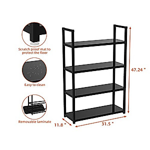 zizin 4-Tier Storage Rack Mutipurpose Shelf Stand Shelf Simple and Beautiful Book Shelf Heavy Duty Shelves for Living Room Kitchen Basement Black