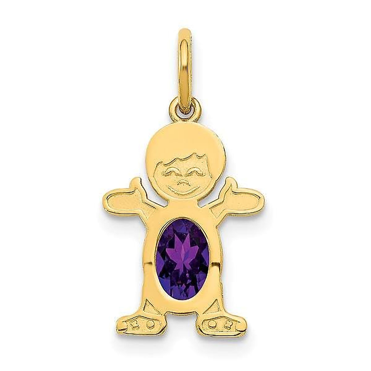 IceCarats 14K Yellow Gold Boy Oval Purple Amethyst Necklace Charm Pendant February Birthstone Jewelry (Amethyst) Only