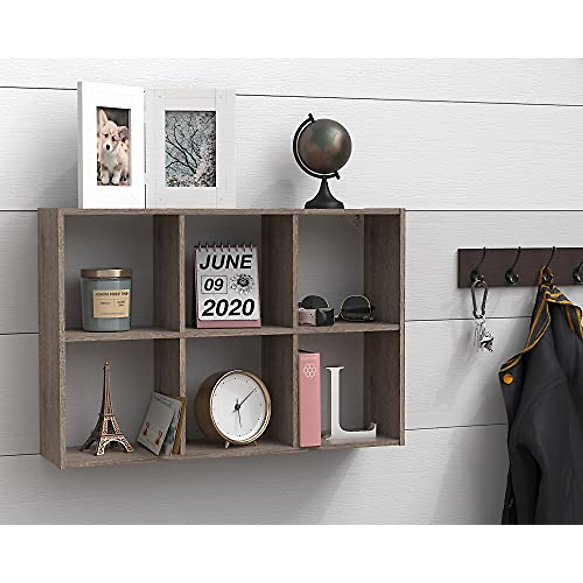 ClosetMaid Mini 6-Cube Desktop Storage Wall Mount Organizer, Weathered Teak