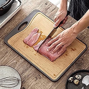 MMOOCO Chopping Board, Rectangle Double-Sided Classification Cutting Board Household Kitchen Small Bamboo Pping Board Rolling Board Tools (Color : Brown)