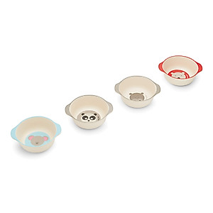 Red Rover Animal Bamboo Kid's Bowls Multicolor, Set of 4