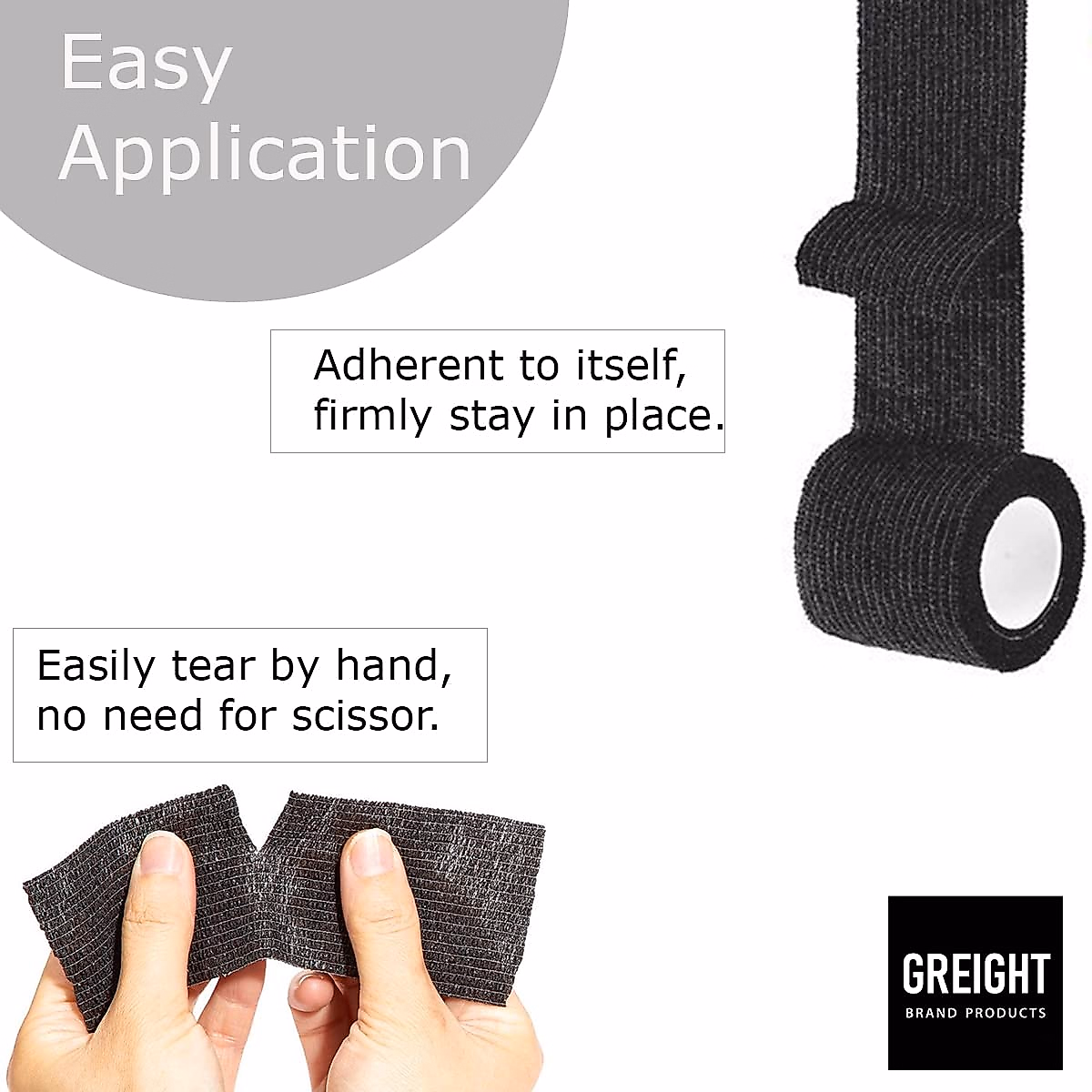 Self Adhesive Bandage Wrap 2 Inch x 5 Yards - Breathable Athletic Cohesive Bandage for Sports Injury, Ankle, Knee and Wrist Sprains (Pack of 6, Black)