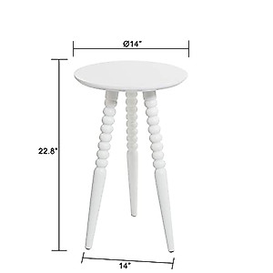 Silverwood Side Table, 14 x 14 x 23 in (D x W x H), Pure White