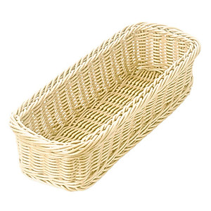 DOITOOL Plastic Woven Storage Basket, Kitchen Cutlery Holder Stand Silverware Basket Square Tableware Organizer for Kitchen, Dinning Table and Restaurant, 30X13X7CM