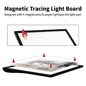 A4 Rechargeable Light Box with Bag, iVAOOZE Wireless Magnetic Tracing Light Pad, 5 Levels Brightness Light Table, Cordless Battery Powered Light Drawing Board for Diamond Painting Cricut Weeding Vinyl