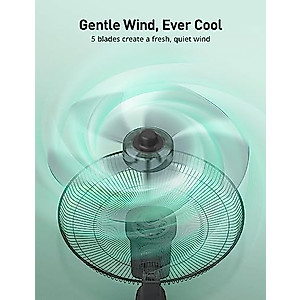 PARIS RHÔNE Wall Mount Fan with Remote,16 Inch Wall Fan with 5 Blades, 5 Speeds, 8 Hour Timer, 90° Oscillating Quiet Wall Fan with Remote for Home Office Bedroom Living Room Garage