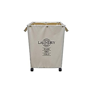 Heavy Duty Set of 2 Laundry Hampers on Wheels - for Bedroom, Bathroom, Nursery, Dorm - Fabric Home Décor - By Designstyles