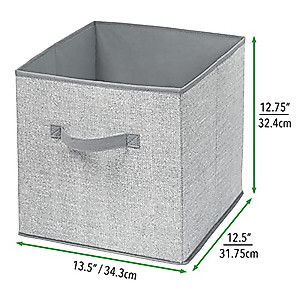 mDesign Soft Fabric Nursery/Playroom Closet Storage Organizer Bin Box with Front Handle for Cube Furniture Shelving Units - Holds Toys, Clothes, Diapers, Bibs - Lido Collection - 8 Pack - Gray