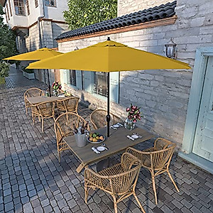 California Umbrella 9' Rd Sunbrella Aluminum Patio Umbrella, Crank Lift, Auto Tilt, Bronze Pole, Sunflower Yellow