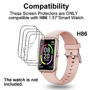 smaate Soft Screen Protector for H86, Compatible with MOREPRO, FITVII Fitcloud Pro H86 1.57inch Smartwatch for Women, 4-Pack, TPU, Square, Bubble Self-healing, Full Coverage, Anti-scratch