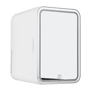 ROLTIN Portable Mirrored Beauty Fridge, With Led Mirror, 8L Capacity Portable Mini Fridge, Hot And Cold, Car And Home Dual Use Mini Fridge Skincare, For Bedroom, Office And Car,White (White)
