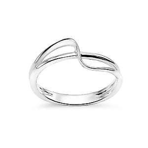 SILVERLINE JEWELRY 925 Sterling Silver Wave Design Ring, Sizes 5-10