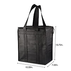 Insulated Shopping Bags for Groceries - 2 Pack Soft Sided Cooler Bag, Insulated Grocery Bags with Zippered Top, Reusable Shopping Bags for Food, Delivery, Catering, Foldable & Collapsible Tote Bags