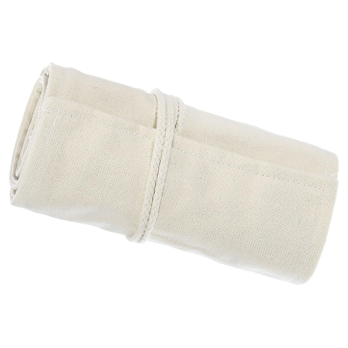 PATIKIL Handmade 72 Slots Roll Up Pencil Case, Canvas Pencil Wrap Pouch Pen Holder Organizer for Artist Drawing Coloring Sketching, White
