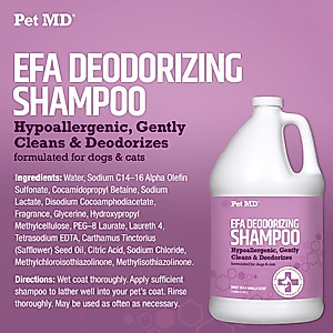 Pet MD EFA Deodorizing Shampoo for Dogs & Cats - Hypoallergenic Dog Shampoo for Sensitive Skin, Dry Skin, Itching, and Flaking - Professional Dog Shampoo Gallon