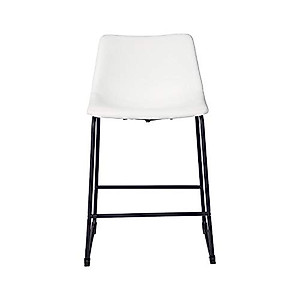 Signature Design by Ashley Centiar Urban Industrial 23.75" Counter Height Bucket Seat Barstool, 2 Count, White