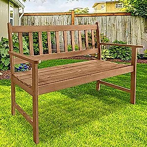 700 LBS Outdoor Garden Bench, Sturdy Acacia Wood Patio Bench, Front Porch Chair with Armrests, Best Bench for Park Yard Patio Pool Deck Balcony Lawn Decor, Natural Oiled (48" W x 22" D x 33" H)
