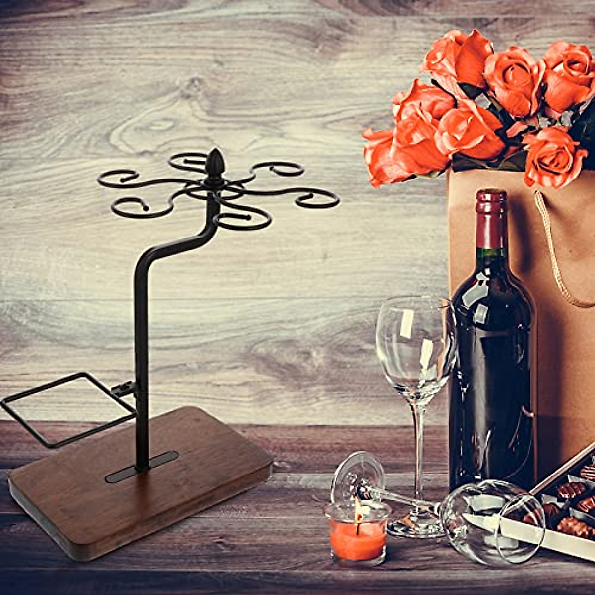 STOBAZA 1pc Delicate Tabletop Metal Countertop Cups Red Home Display Base Kitchen Office Bar Party Shelf Goblet Holder Organizer Drying Holiday Glasses Wooden Wood Wine Tree Hotel