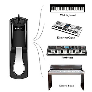 Sustain Pedal for Keyboard - Sovvid Universal Foot Pedal with Polarity Switch for All Brands Electronic Keyboards, MIDI Keyboards, Digital Pianos, Yamaha, Casio, Roland, Korg, Behringer, Moog and More