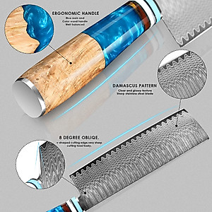 Kuwata Nakiri Chef Knife, Japanese VG-10 High Carbon Steel Damascus Professional Kitchen Chefs Cooking Knife in Gift Box, G10 Ergonomic Handle, Gift Box for Family, Restaurant