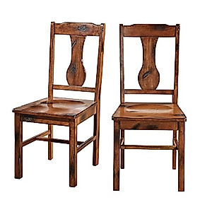 Walker Edison Rustic Farmhouse Rectangle Wood Dining Room Table Set with Leaf Extension, Brown Oak