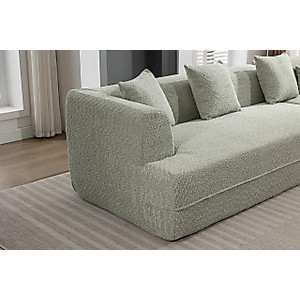 FREESNOOZE Modern Boucle Upholstered Sofa Set, 2 Piece Free Combination, Minimalist Style Modular Sectional Couch with Pillows for Living Room, Bedroom, Green