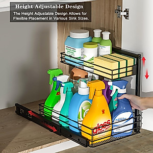 Under Sink Organizer, Pull Out Cabinet Organizer, 2-Tier Under Sink Organizers and Storage