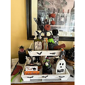 2 Tiered Tray, 2 Tier Wood Tiered Tray, 2 Tiered Tray Farmhouse,White Tiered Tray for Rustic Home Sweet Home Kitchen Decor for Valentine's Day Halloween Christmas Easter