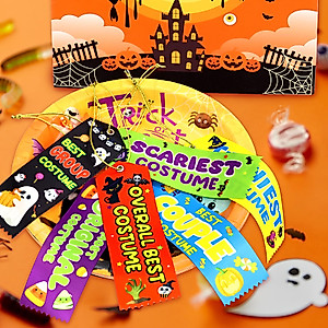 57 Pcs Halloween Party Costume Contest Ballot Set Voting Ballots Trophy Ribbons Halloween Costume Contest Awards Halloween Party Favors for Kids Adults