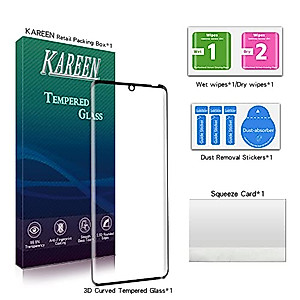 KAREEN [1 Pack for LG Velvet, LG Velvet 5G UW Tempered Glass Screen Protector, Supports Fingerprint Reader, Anti Scratch, 3D Full Coverage, Case Friendly, Bubble Free