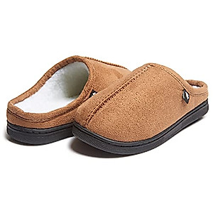Lucky Brand Boys Memory Foam Microsuede Sherpa Clog Slippers, Fuzzy Non Slip Indoor Outdoor House Shoes, Kids Bedroom Clogs, Tan, Size 6